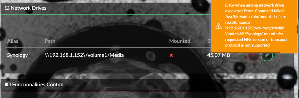Unable to mount Synology network drive - Help - Volumio